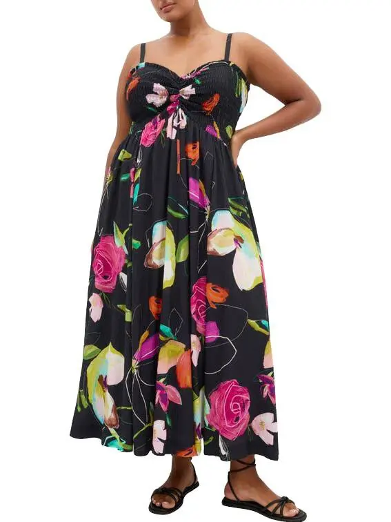 City Chic Malina Print Maxi Dress - Floral Sketch