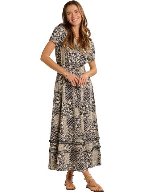 BRAKEBURN Katerina Printed Maxi Dress - Navy