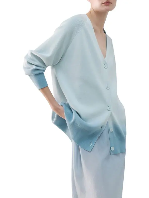Mango Ombré Cotton Lounge Cardigan - Blue
