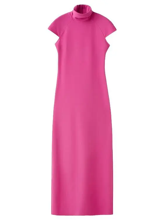 Mango Cap-sleeve Open-back Dress - Fuchsia
