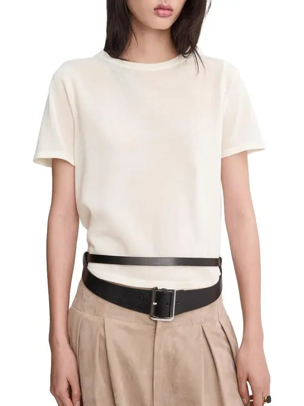 Mango Short Sleeve Sweater - Ecru