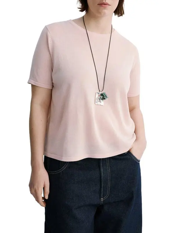 Mango Short Sleeve Sweater - Pastel Pink