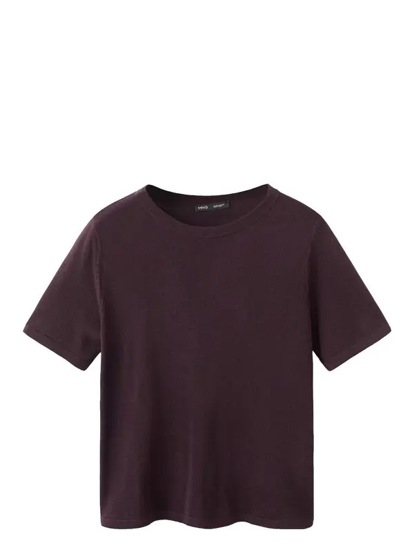 Mango Short Sleeve Sweater - Wine