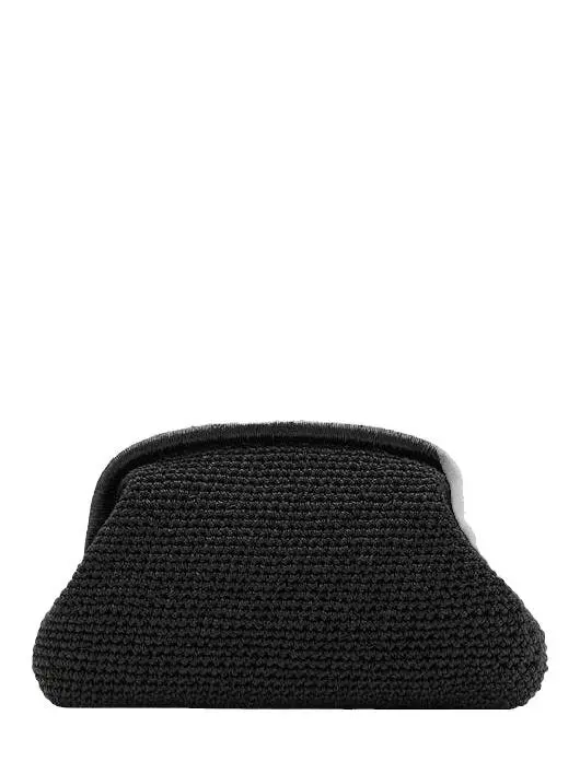 Mango Metallic Frame Clutch - Black