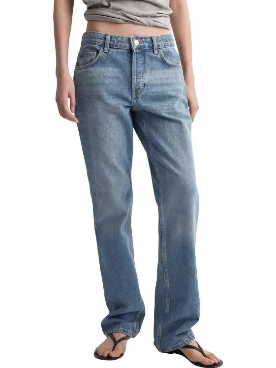Mango Straight Leg Jeans - Medium Blue