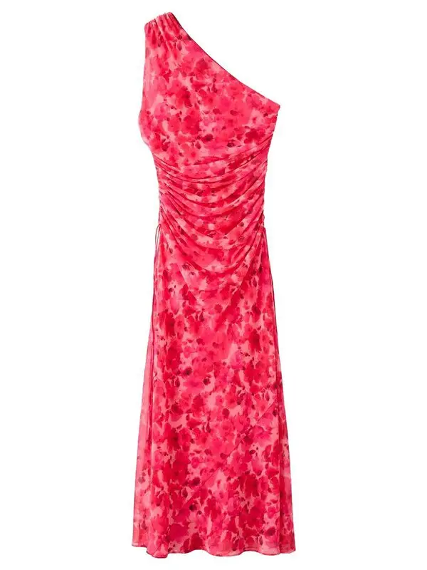 Mango Floral Asymmetric Dress - Red