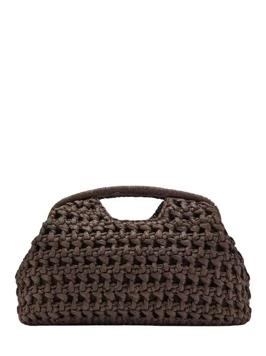 Mango Natural Fiber Frame Clutch - Chocolate