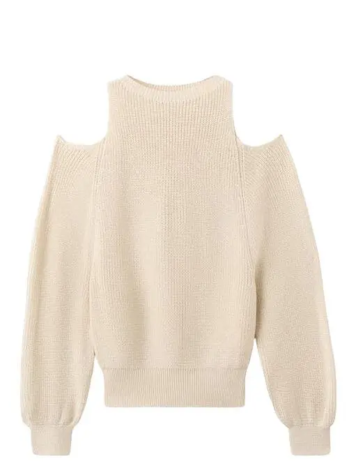 Mango Cold Shoulder Sweater - Ecru