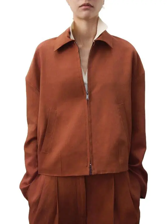 Mango Zip-front Jacket - Russet