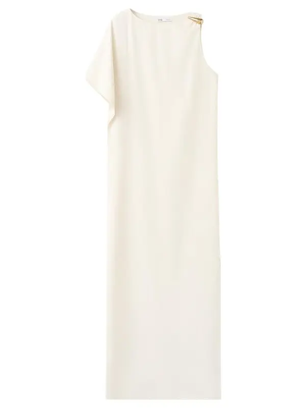 Mango Asymmetric Column Dress - Ecru