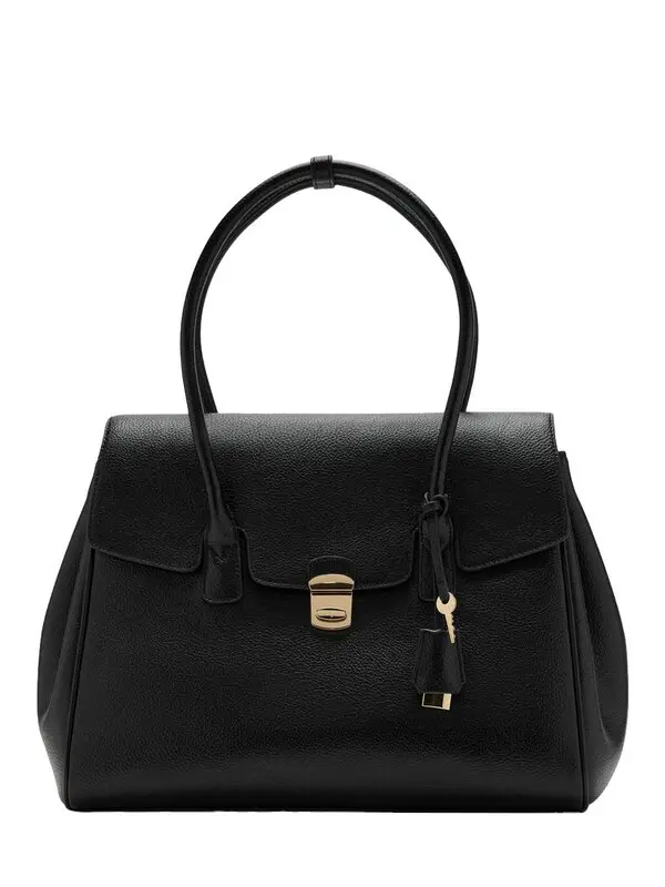Mango City Faux Leather Satchel - Black