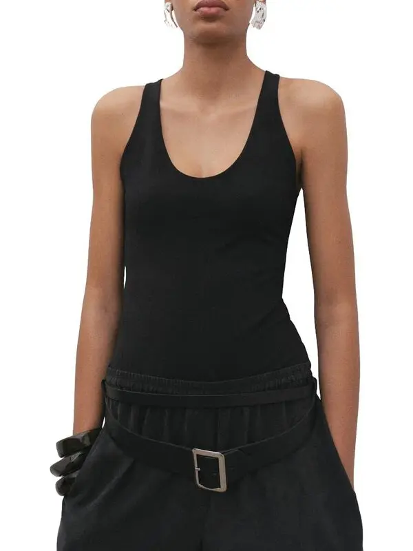 Mango Fitted Bodysuit With Open Back - Black