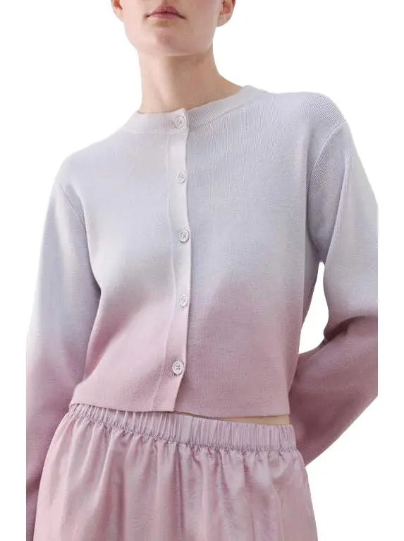 Mango Gradient Crop Cotton Cardigan - Lilac