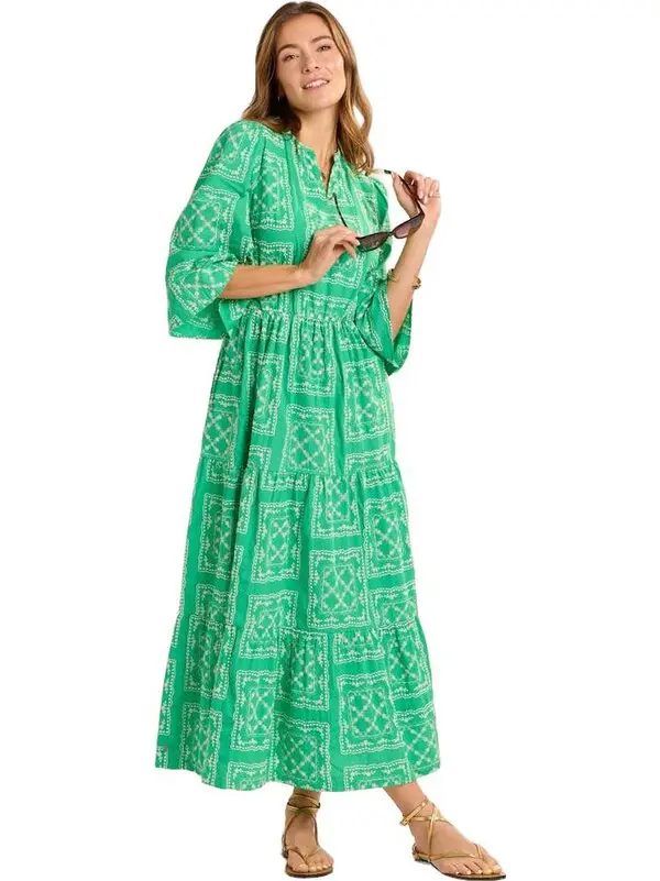 BRAKEBURN Clarisa Embroidered Maxi Dress - Green