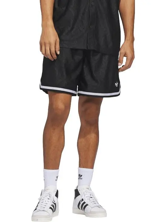 Adidas Basketball Flame Loose Fit Drawstring Shorts - Black//