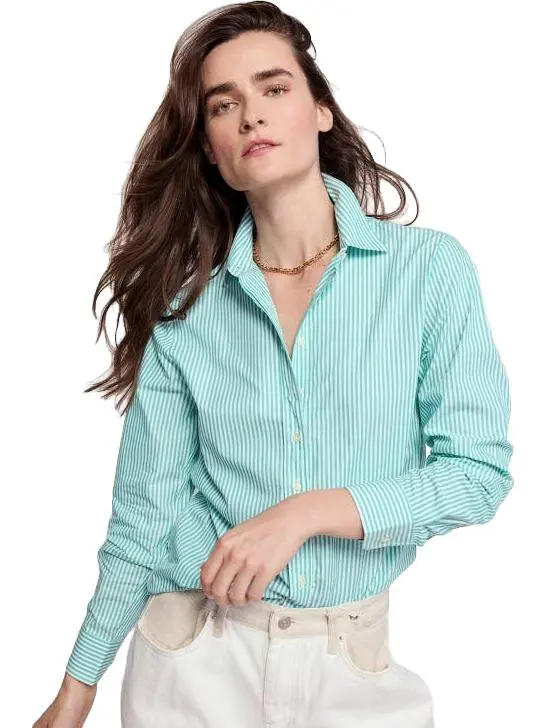 The Shirt By Rochelle Behrens The Icon Stripe Shirt - Green Stripe