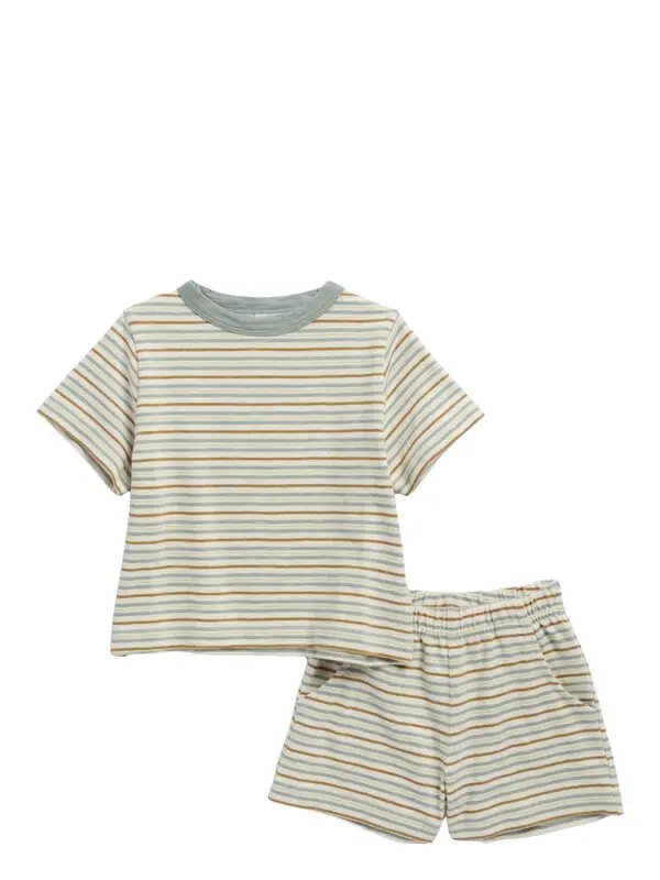 RYLEE + CRU Stripe Ringer T-shirt & Shorts Set - Green