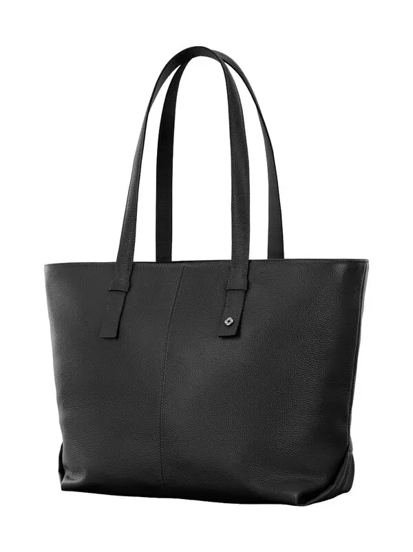 SAMSONITE Leather Tote With Laptop Sleeve - Black