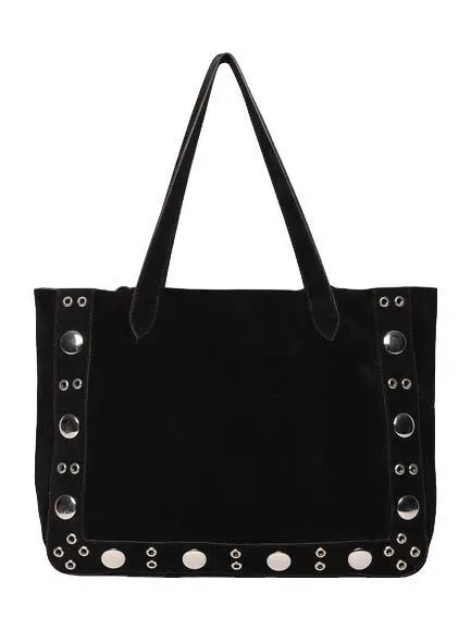 Walter Baker Studded Suede Tote - Black Suede