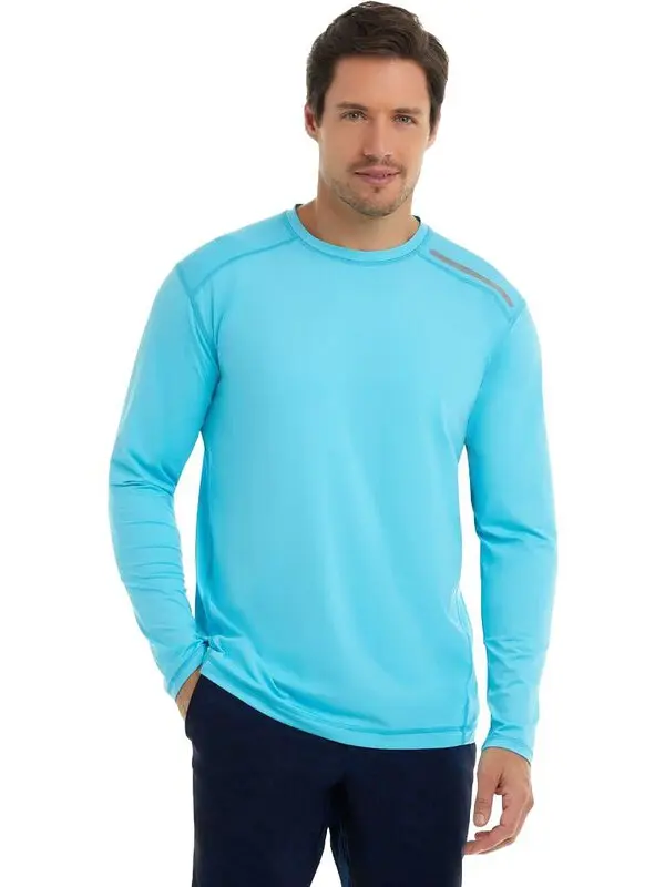 BLOQUV Long Sleeve Upf 50+ Sun Protection Shirt - Light Turquoise