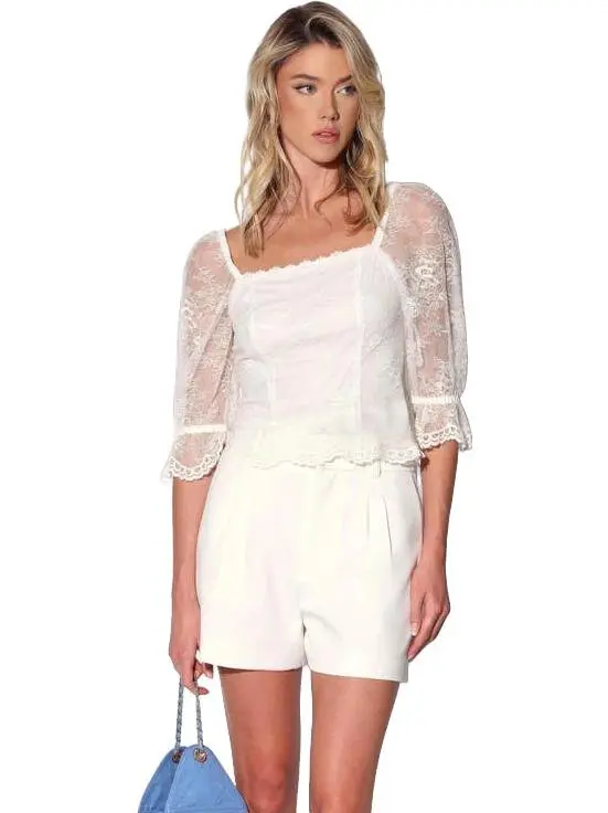 Walter Baker Georgina Lace Top - Ivory Lace