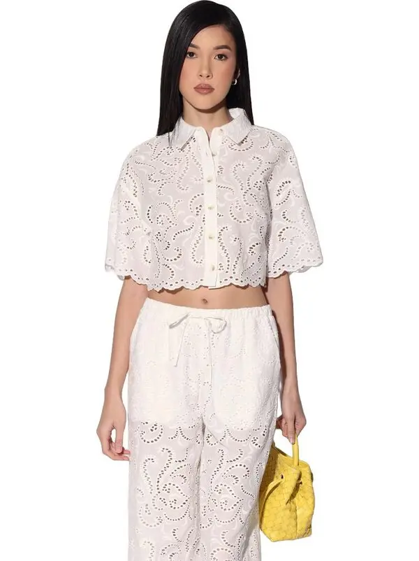 Walter Baker Cindy Eyelet Cropped Top - White Eyelet