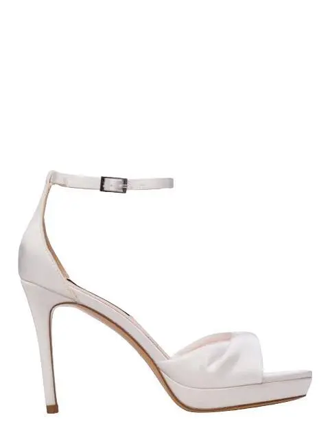 ANNE BARGE Amour Platform Stiletto Sandals - White Satin