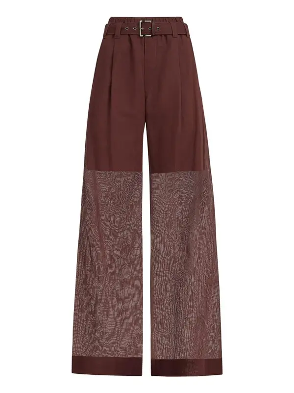 Brunello Cucinelli Cotton Organza Belted Trousers - Red