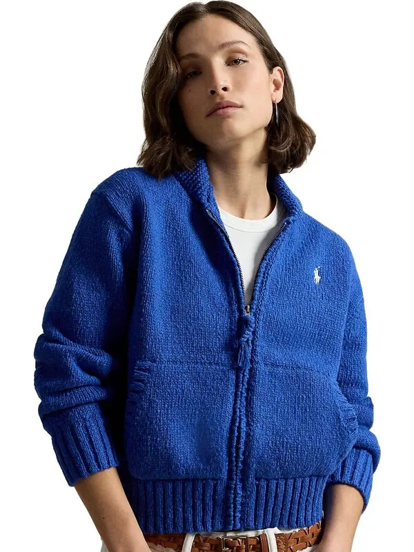 Ralph Lauren Cotton Full-zip Cardigan With Wave Logo - Sapphire Multi