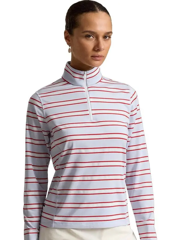 Ralph Lauren Striped Stretch-jersey Quarter-zip - Oxford Blue Multi Stripe