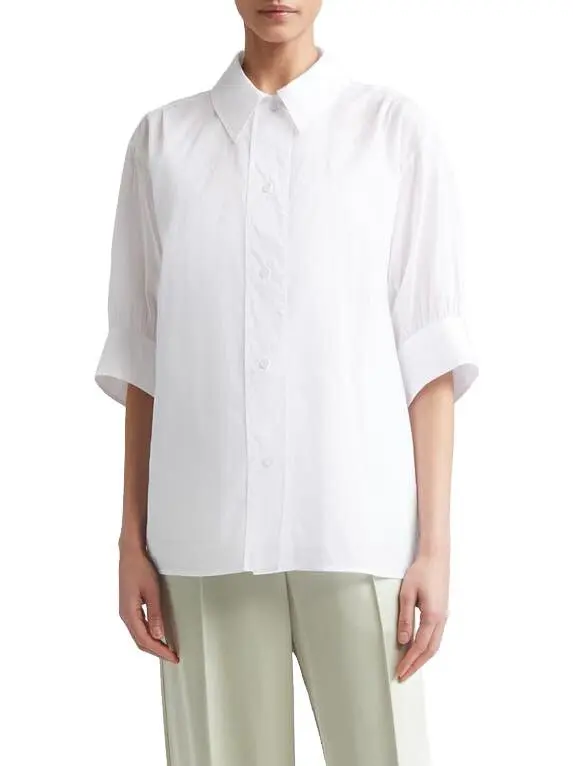 JIL SANDER Boxy Puff-sleeve Button-up Shirt - Optic White