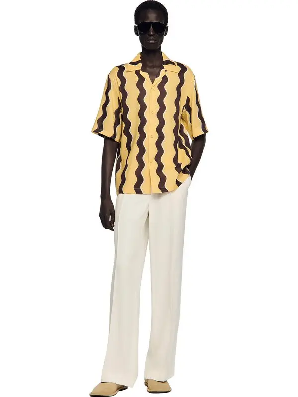 Sandro Printed Linen Shirt - Light Yellow