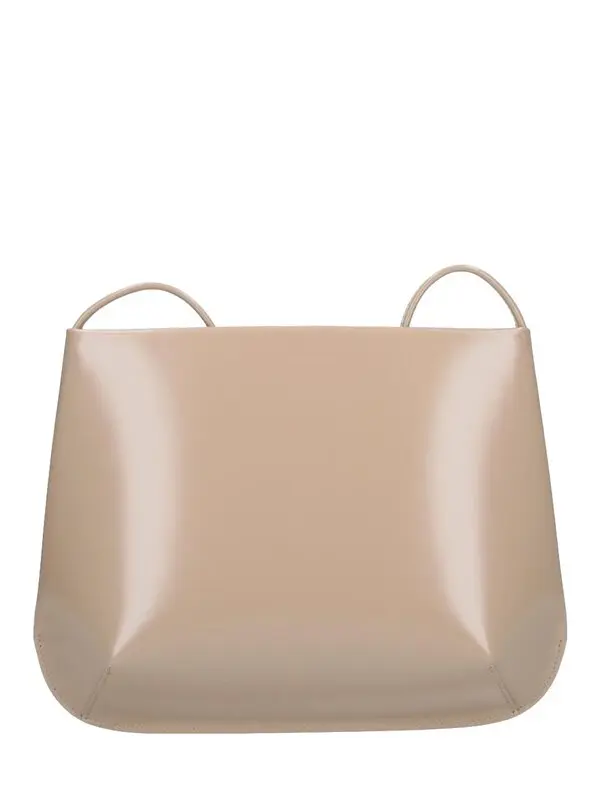 FANE Shiny Leather Shoulder Bag - Beige