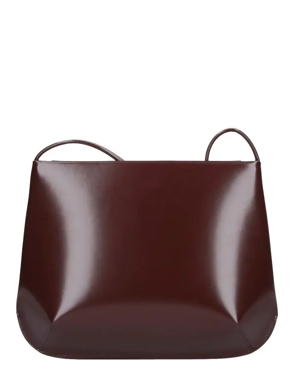 FANE Shiny Leather Shoulder Bag - Brown