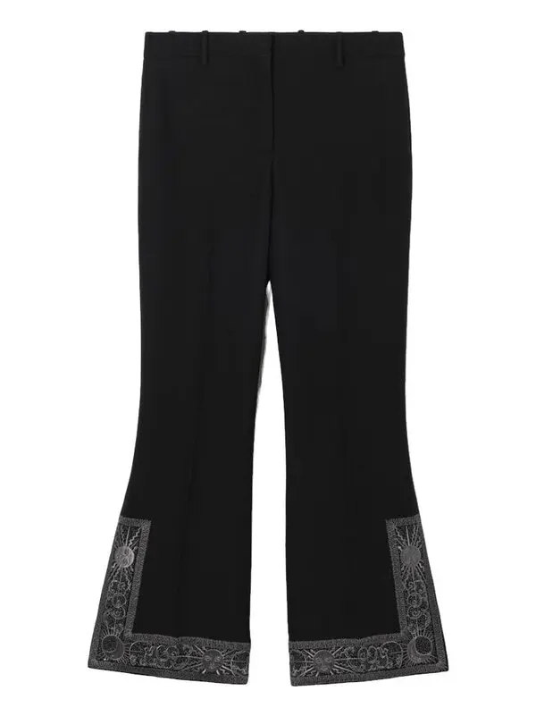 Burberry Cropped Flared Wool-silk Trousers - Black