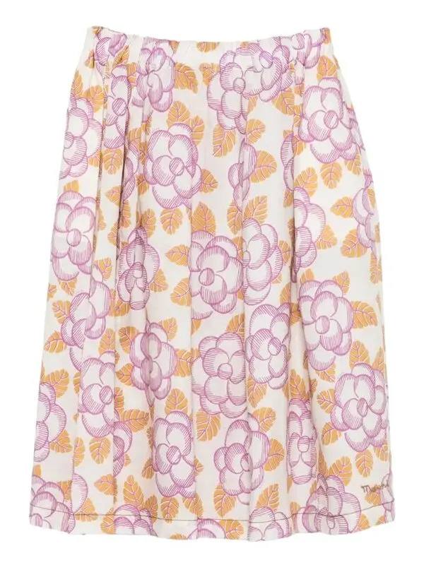 Marni Printed Ramie Skirt - Pink & Purple