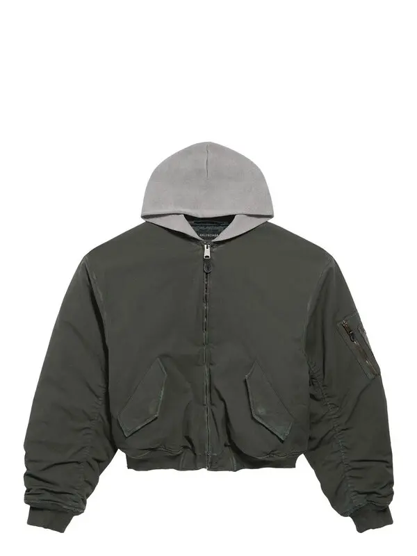 Balenciaga Bomber Jacket With Hood - Grey