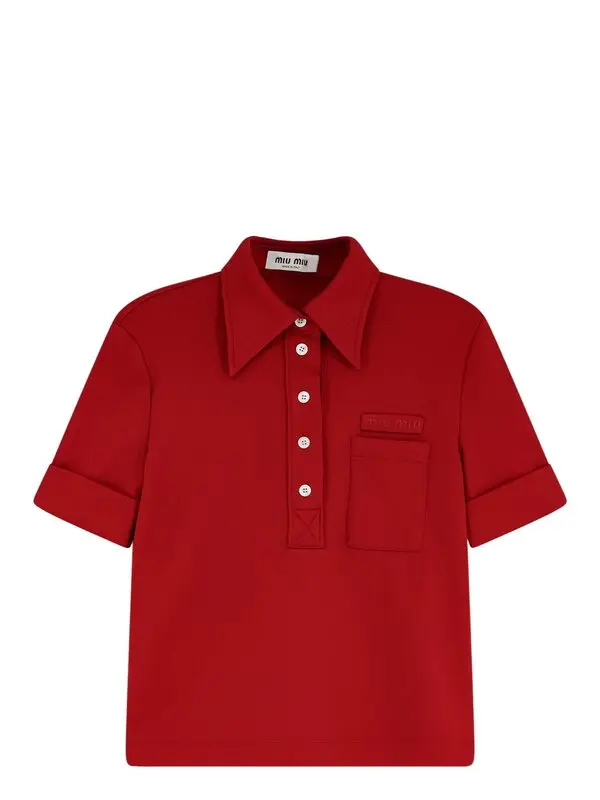 Miu Miu Polo Shirt With Lettering Logo Patch - Red