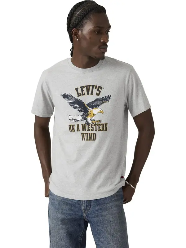 LEVI'S Relaxed Fit Short-sleeve Graphic T-shirt - Western Wind Eagle Mid Tone Heather Grey
