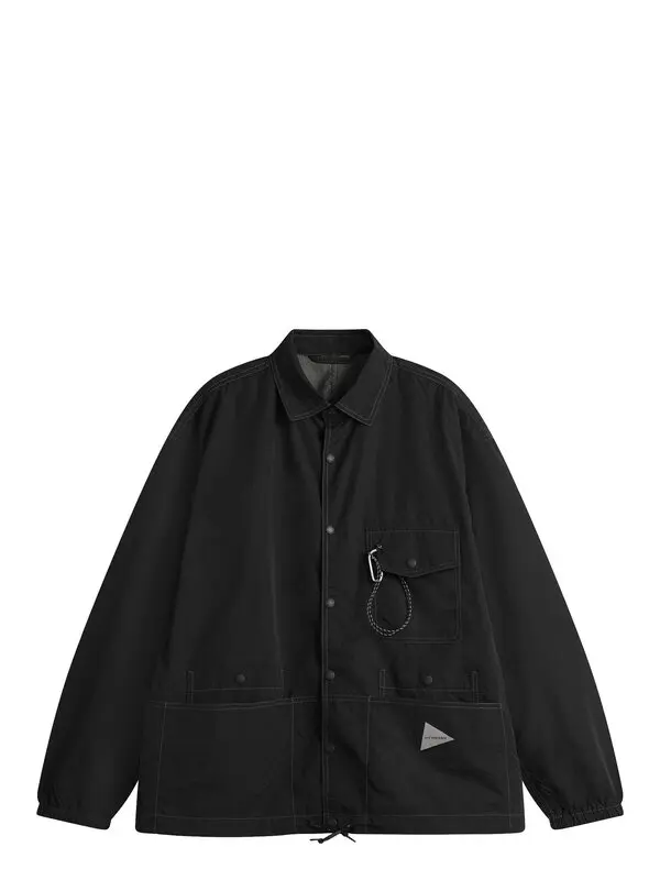 AND WANDER Crinkled Nylon Shirt Jacket - Black