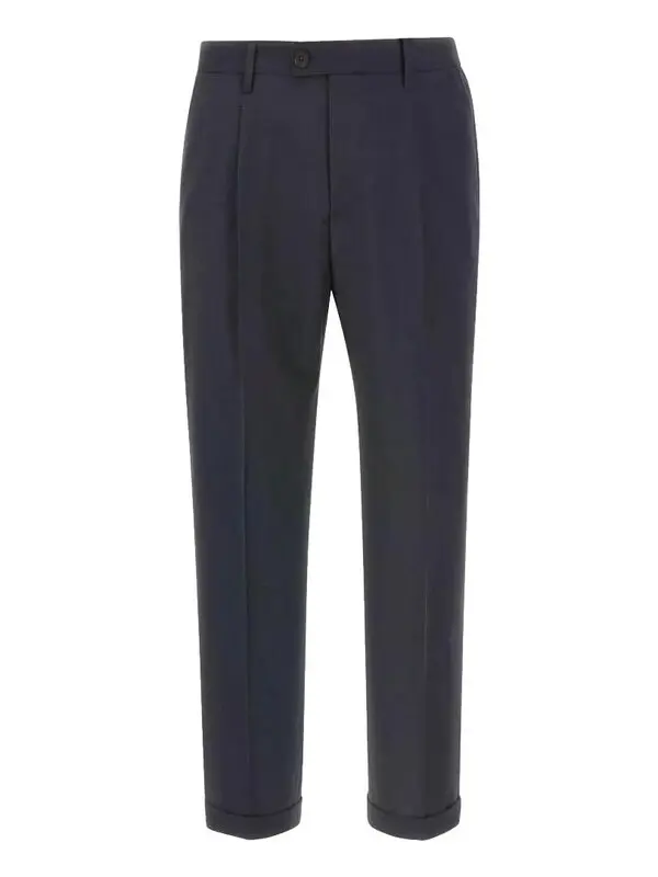 DEVORE INCIPIT Pleated Flap Wool Trousers - Blue