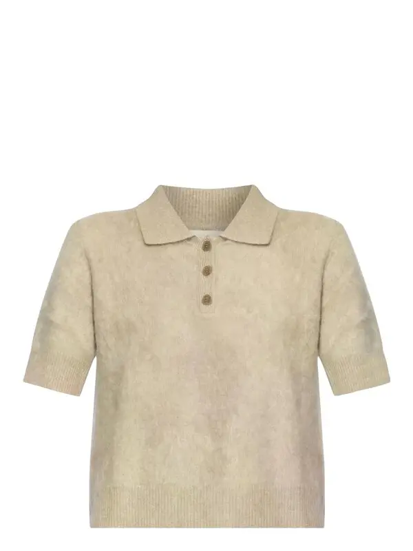 LISA YANG Carolyn Buttoned Collared Polo Top - Neutrals