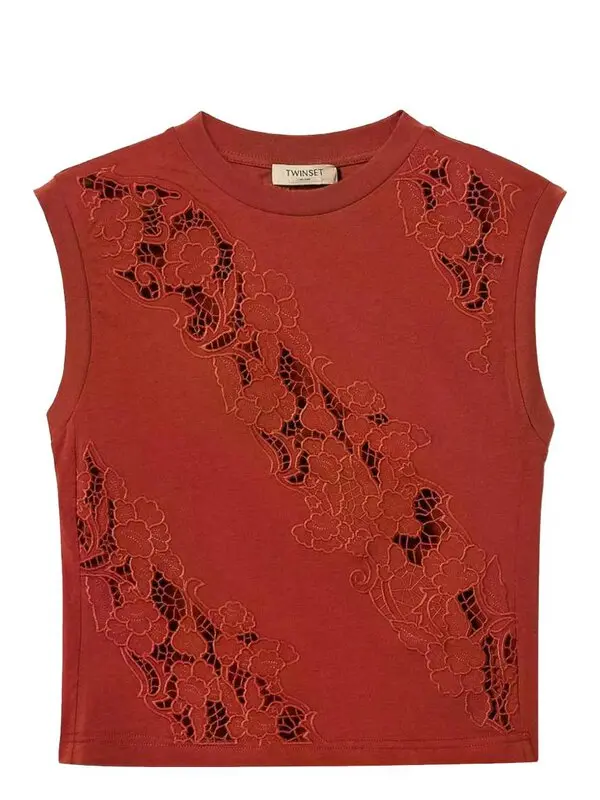 TWINSET Lace Detail Top - Brown