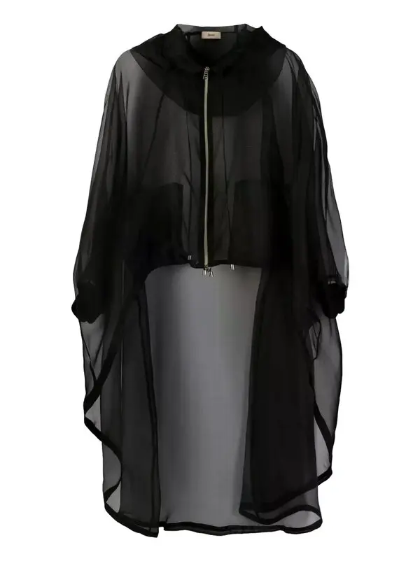 Herno Chiffon Hooded Cape - Black