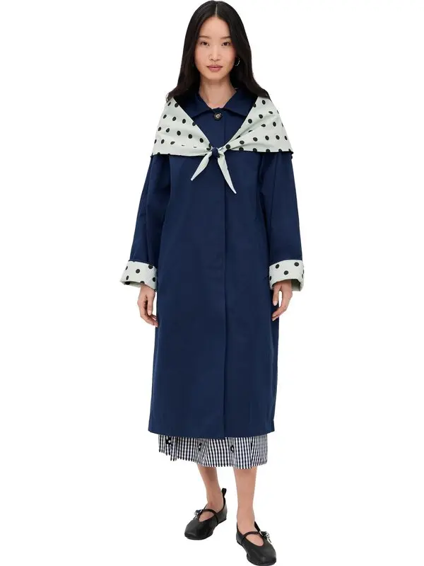 LISA SAYS GAH Polka Dot Trench Coat With Optional Scarf - Mint Chip Dot