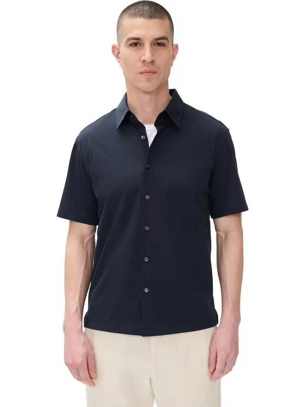 Theory Structure Knit Irving Short Sleeve Shirt - Eclipse