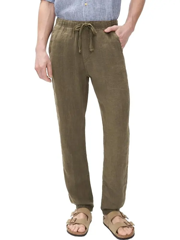 Faherty Brand Linen Drawstring Pants - Dark Palm