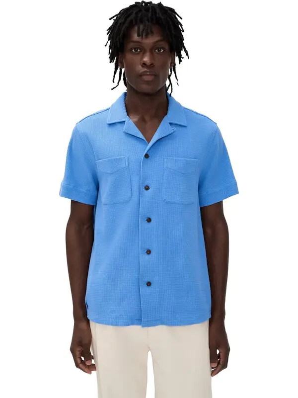 Polo Ralph Lauren Waffle Knit Andy Camp Shirt - Harbor Island Blue