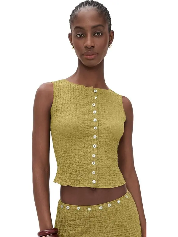 LISA SAYS GAH Sleeveless Knit Top - Olive
