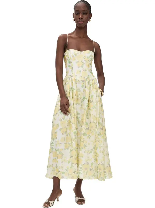 Bardot Printed Maxi Dress - Yellow Floral